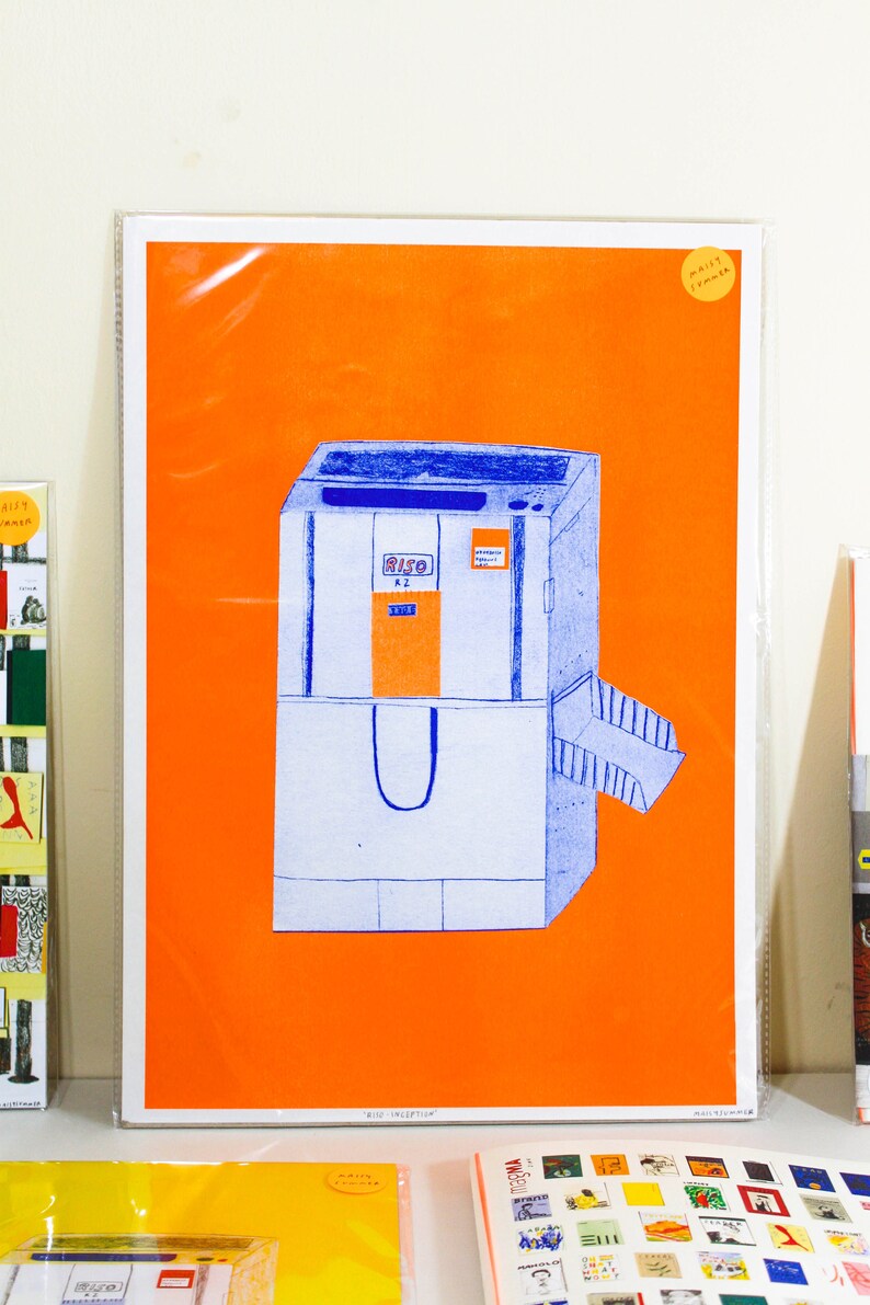 Riso-inception risograph A3 Print - Etsy
