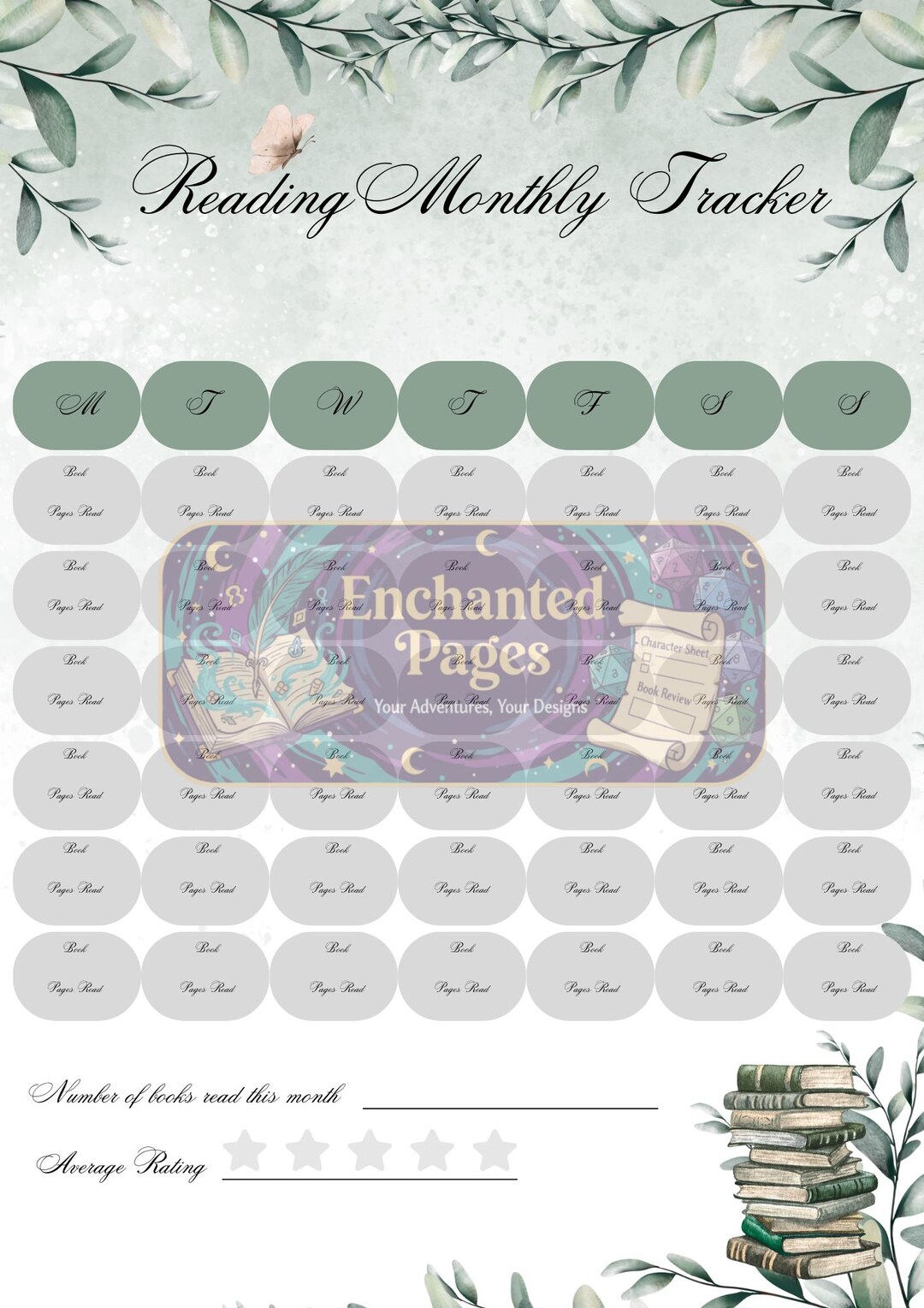 Greenery Aesthetic and Clean Bookish Reading Monthly Tracker - Etsy