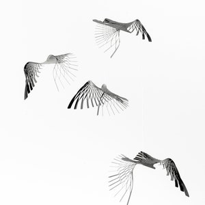 4 Piece Bird in Flight Stainless Steel Mobile, Kinetic Metal Art ...