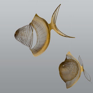 Gold Fish Kinetic Mobile 4 or 6 Piece, Brass Fish Decor, Modern Mobile ...