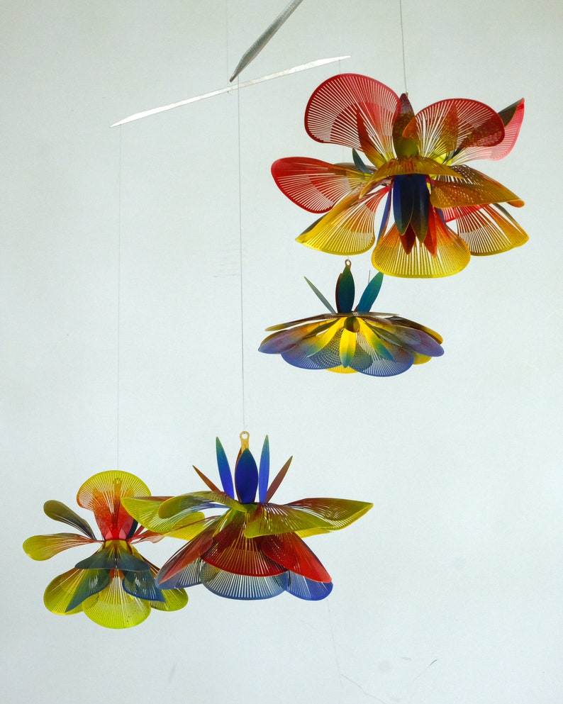 Flower Mobile Art Colorful Flower Kinetic Sculpture Colorful - Etsy