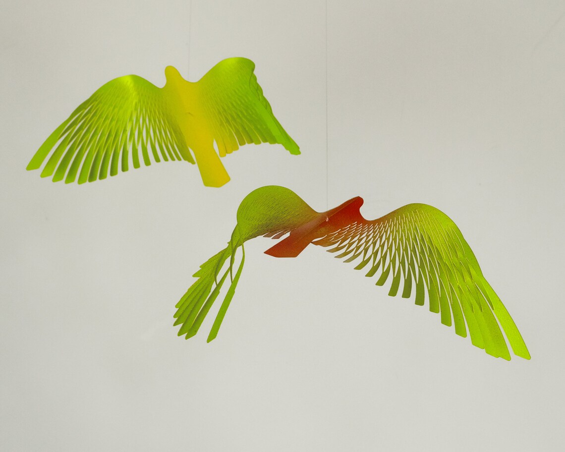 Bird Mobile Modern Artcolorfull Bird Lover Gift Kinetic | Etsy