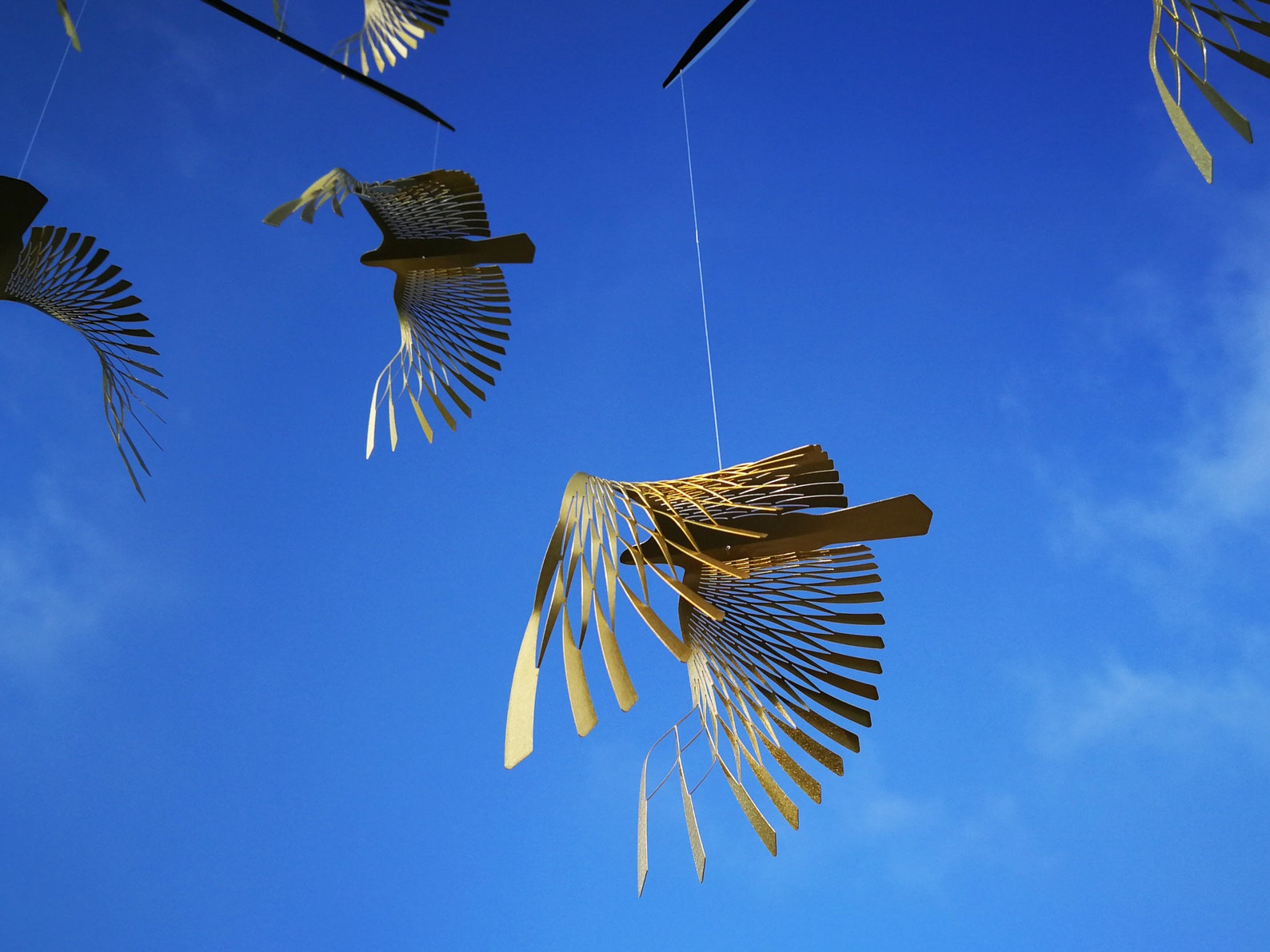 Large Bird Mobile 8 Piece Flock of Birds Brass Mobile - Etsy