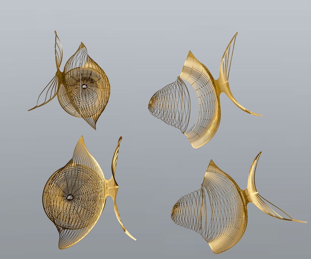 Gold Fish Kinetic Mobile 4 or 6 Piece, Brass Fish Decor, Modern Mobile ...