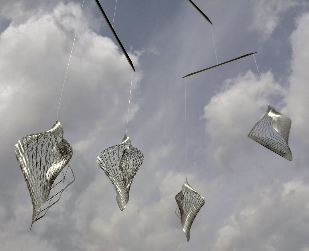 Hanging Shell Mobile, Spiral Shell, Kinetic Metal Art, Modern ...