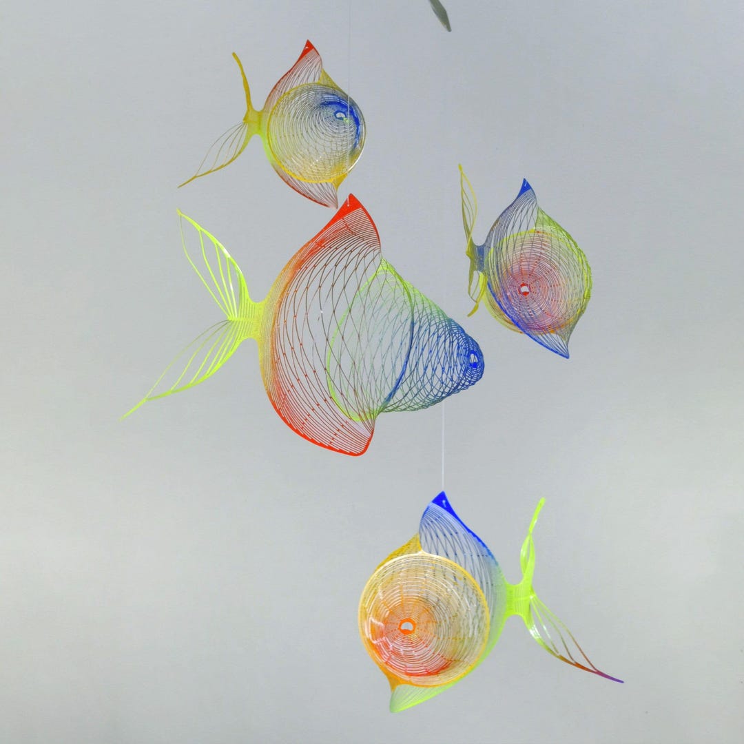 Colorful Fish Mobile, 4 or 6 Piece Colored Mobile, Fish Art,fishing ...