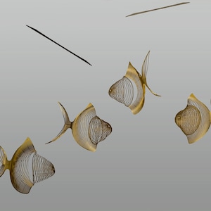 Gold Fish Kinetic Mobile 4 or 6 Piece, Brass Fish Decor, Modern Mobile ...