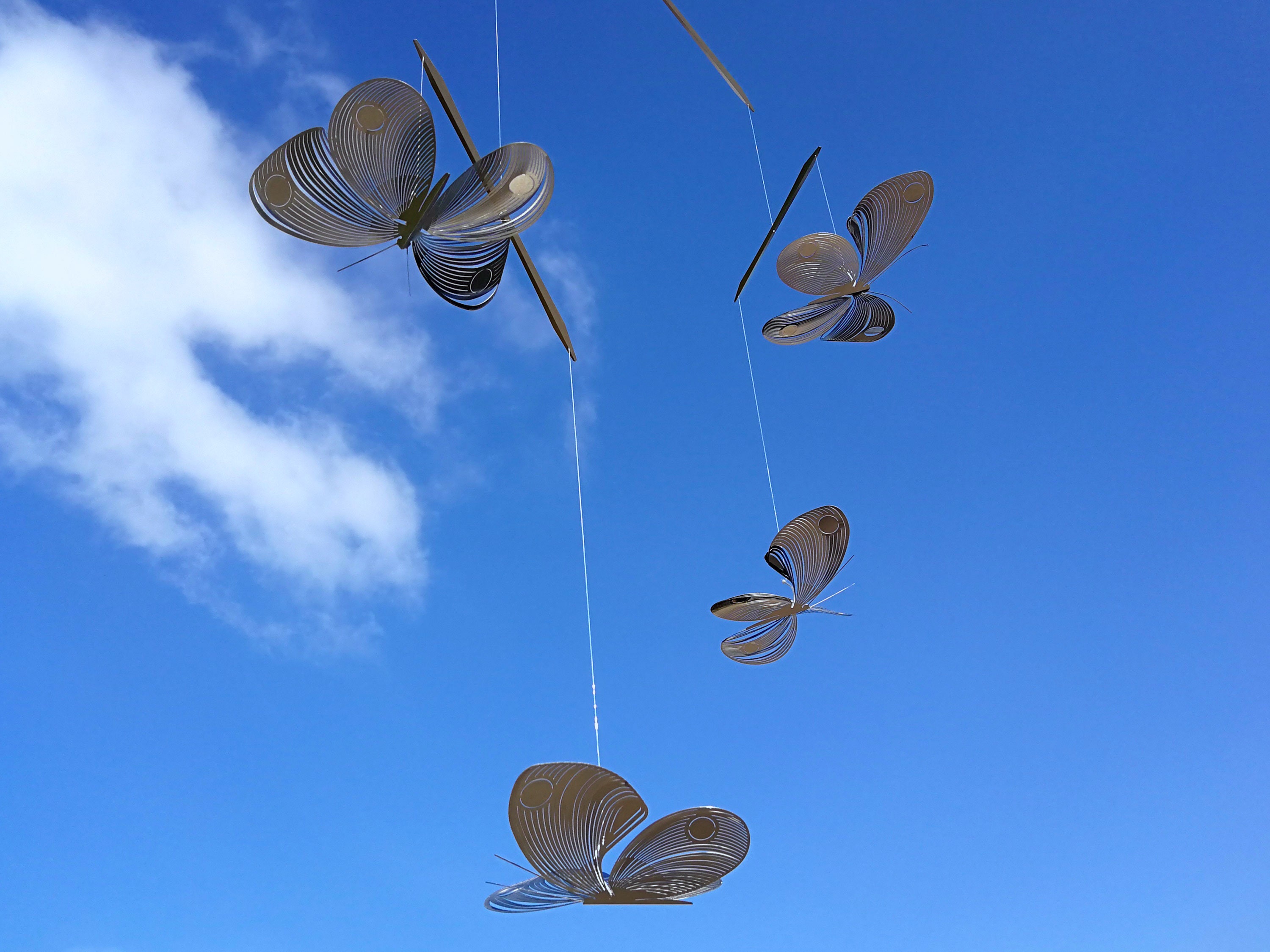 Stainless Steel Butterfly Mobile, Kinetic Art Sculpture - Etsy