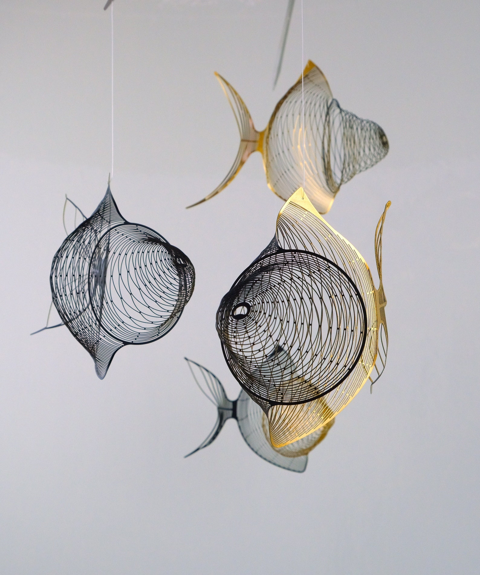 Gold Black Fish Mobile 4 or 6 Piece Fish Metal Sculpture - Etsy