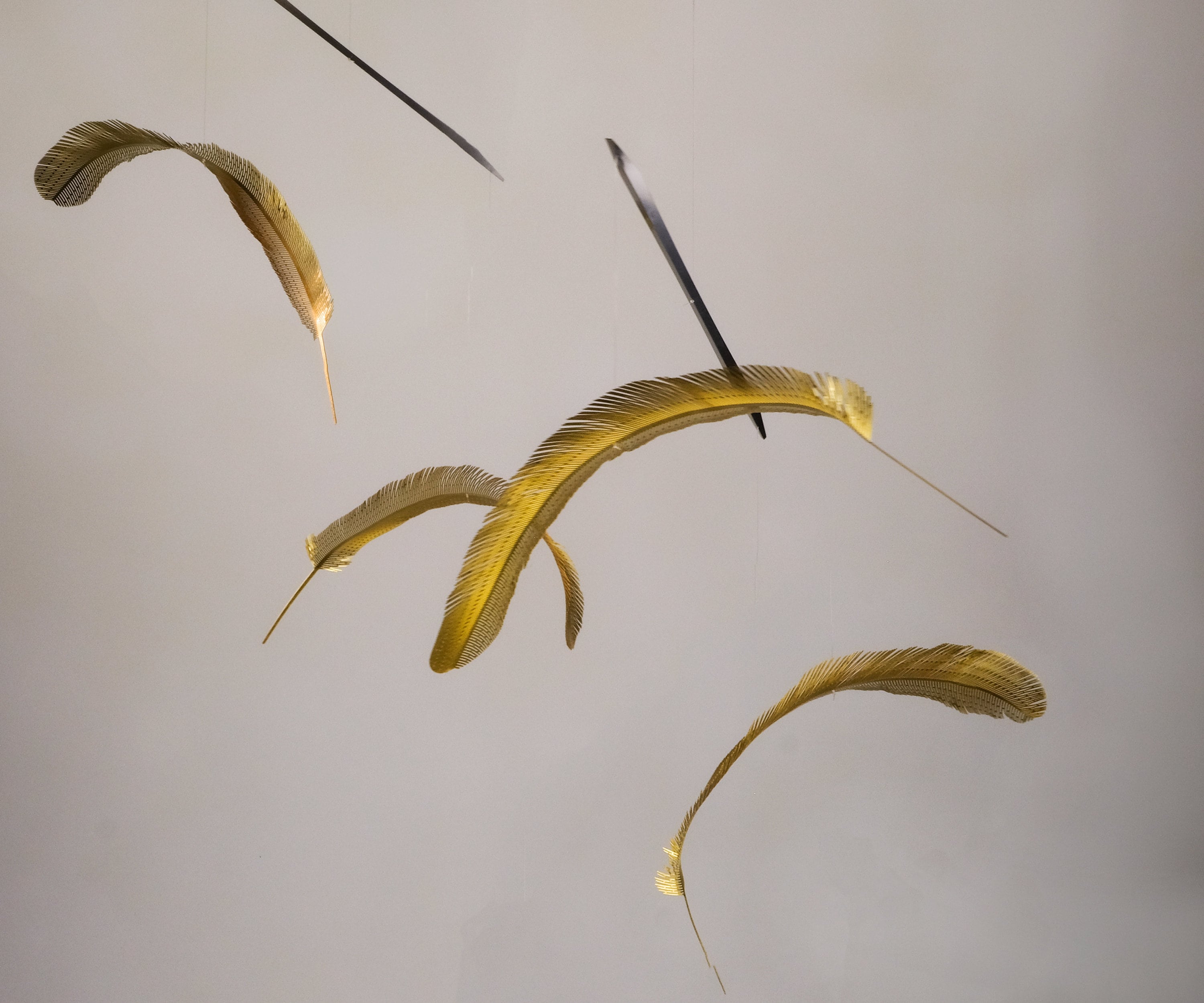 Gold Feather Mobile 4 or 6 Piece Kinetic Feather Mobile of | Etsy UK