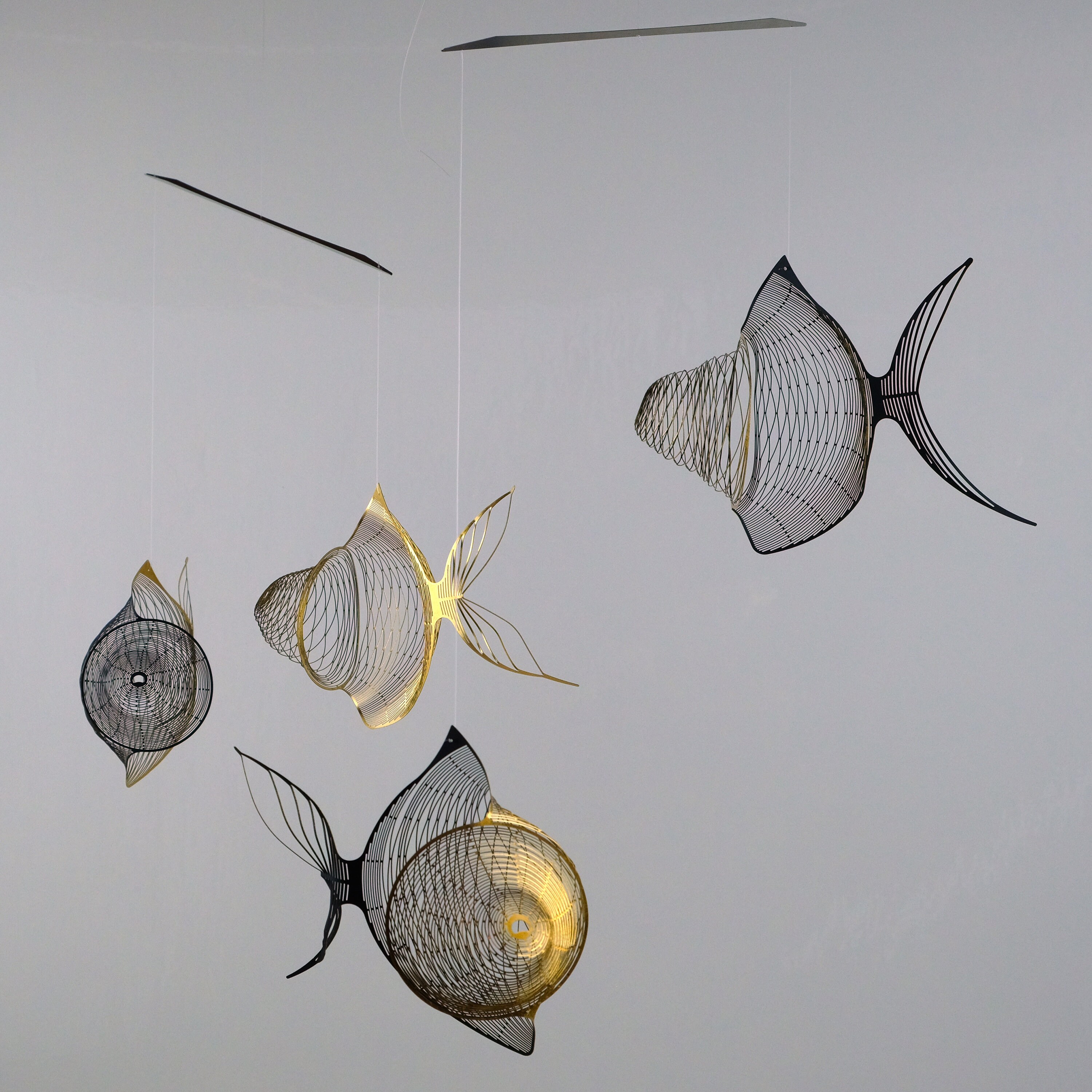 Gold Black Fish Mobile 4 or 6 Piece Fish Metal Sculpture - Etsy UK