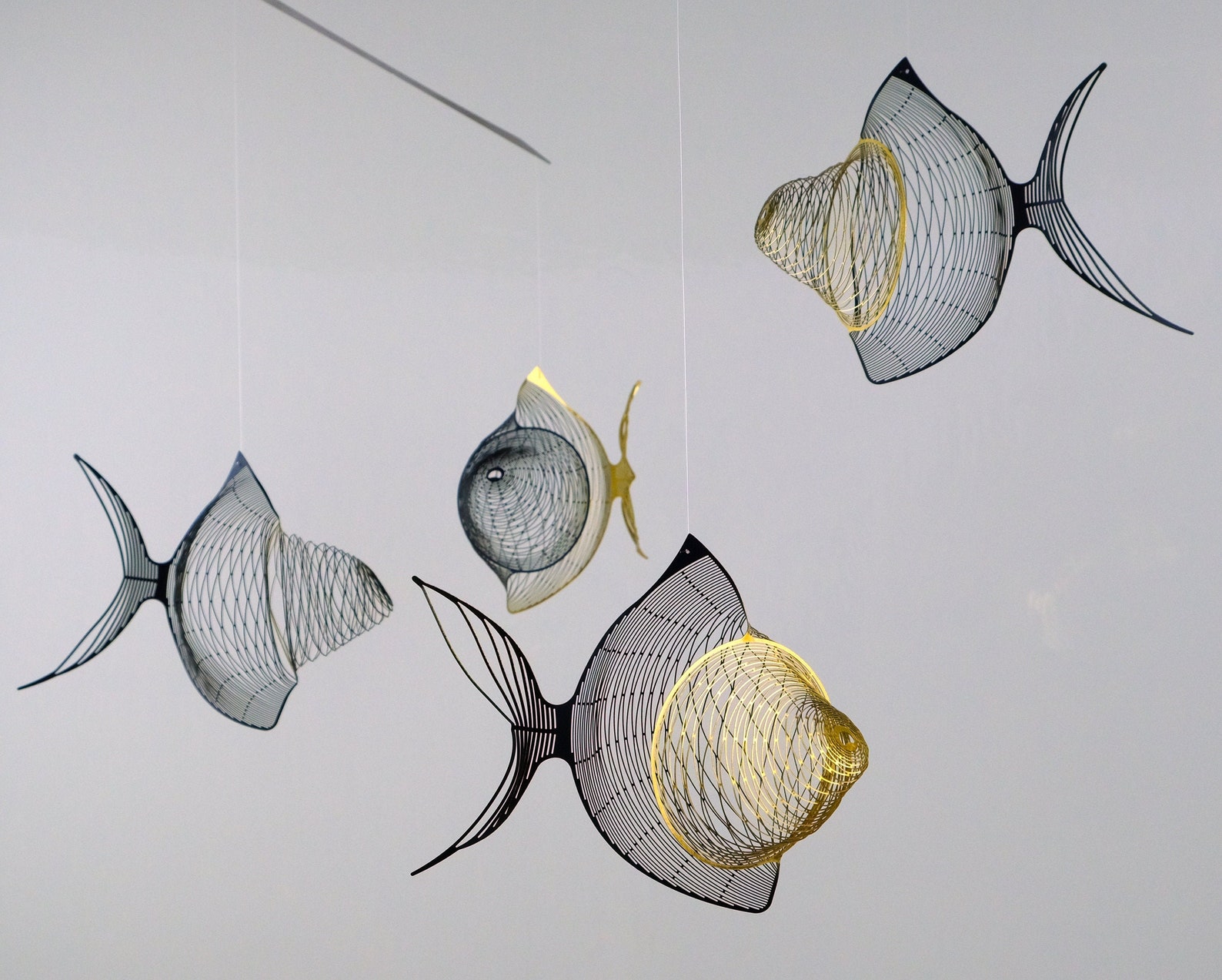 Gold Black Fish Mobile 4 or 6 Piece Fish Metal Sculpture - Etsy