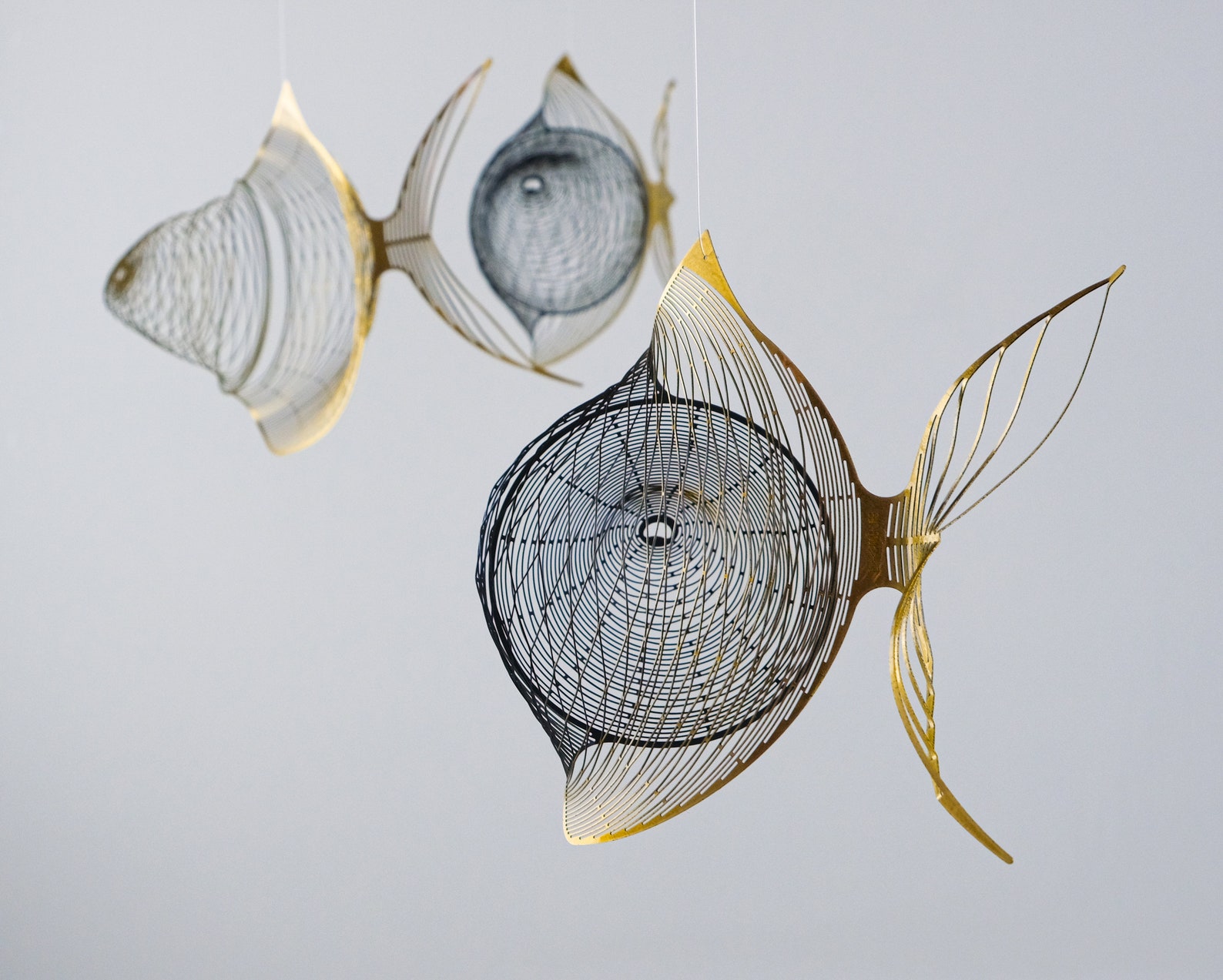 Gold Black Fish Mobile 4 or 6 Piece Fish Metal Sculpture - Etsy