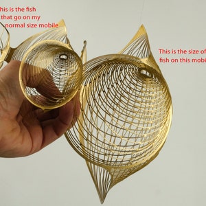 Large Brass Fish Mobile, Wire Sculpture Art of Under the Sea, Fish ...