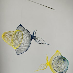 Large Colorful Fish Mobile, Wire Sculpture Art of Under the Sea, Fish ...