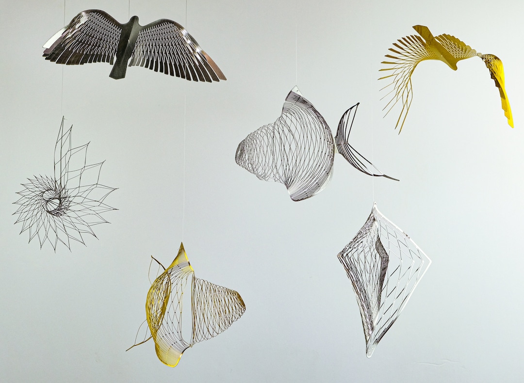 Kinetic Wire Art Sculpture: Metal Fish, Bird, Shell Collection - Etsy