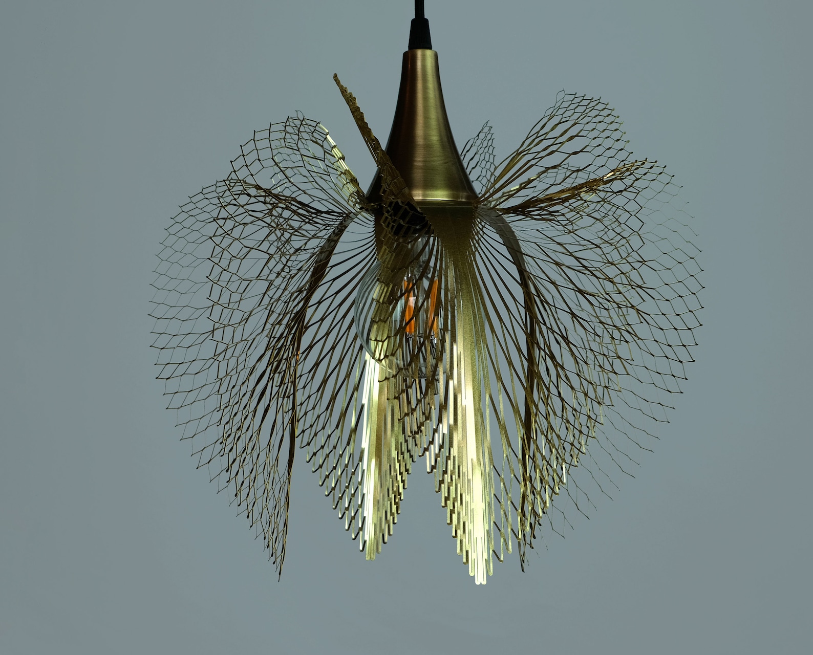 Brass Light Fixture, Leaf Shape Unique Statement Light, Golden Lighting ...