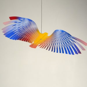 Large Colorful Bird Mobile, Garden Art Bird Sculpture, Kinetic ...