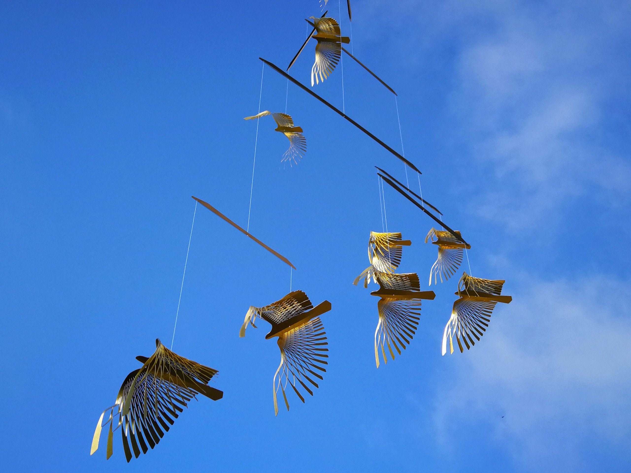 Large Bird Mobile 8 Piece Flock of Birds Brass Mobile | Etsy UK