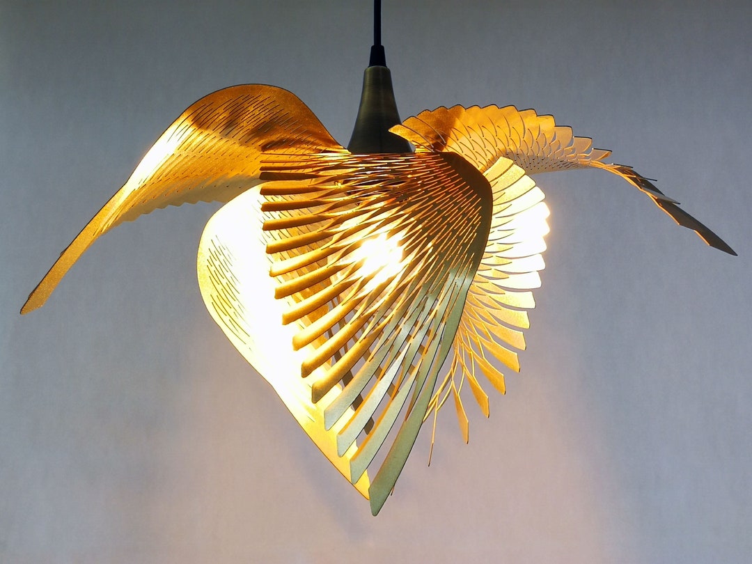 Brass Bird Large Ceiling Light, Wing Chandelier Statement Lighting ...