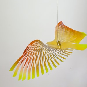 Large Colorful Bird Mobile, Garden Art Bird Sculpture, Kinetic ...