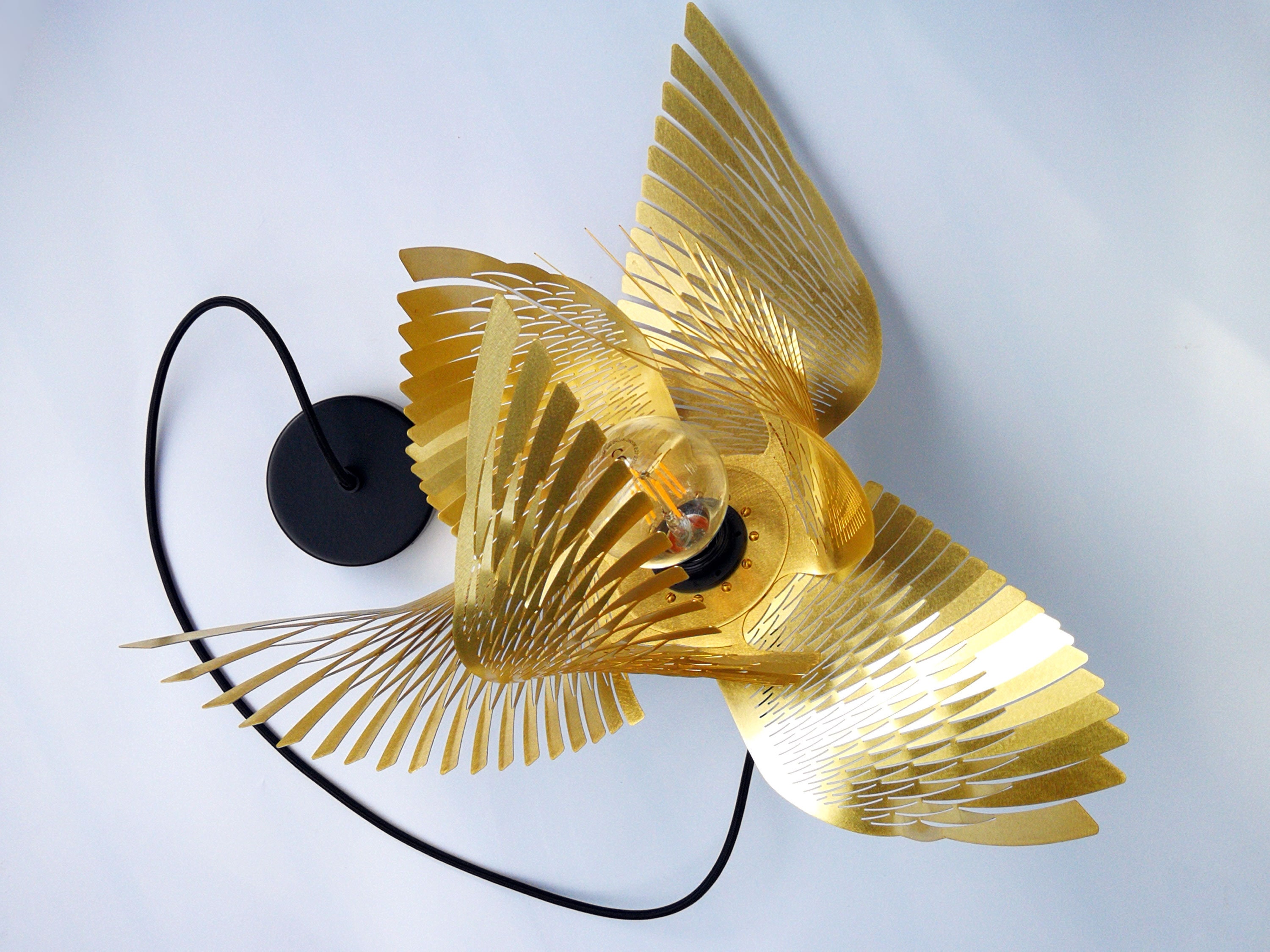 Brass Bird Large Ceiling Light Wing Chandelier Statement | Etsy UK