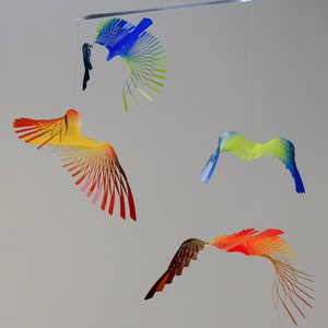 Bird Mobile Modern Art,colorfull Bird Lover Gift Kinetic Mobile, Metal ...