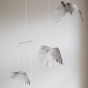 4 Piece Bird in Flight Stainless Steel Mobile, Kinetic Metal Art ...