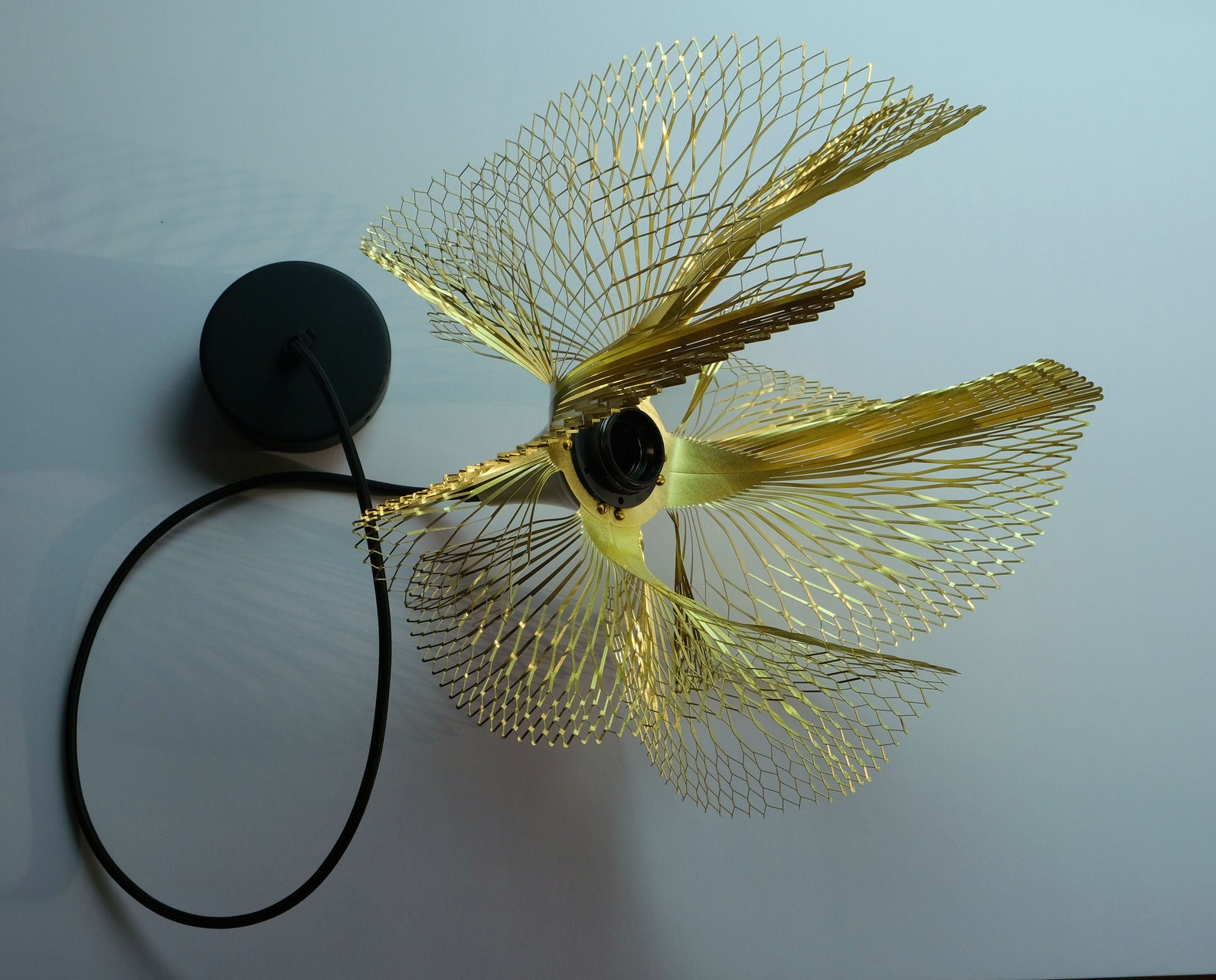 Brass Light Fixture, Leaf Shape Unique Statement Light, Golden Lighting ...