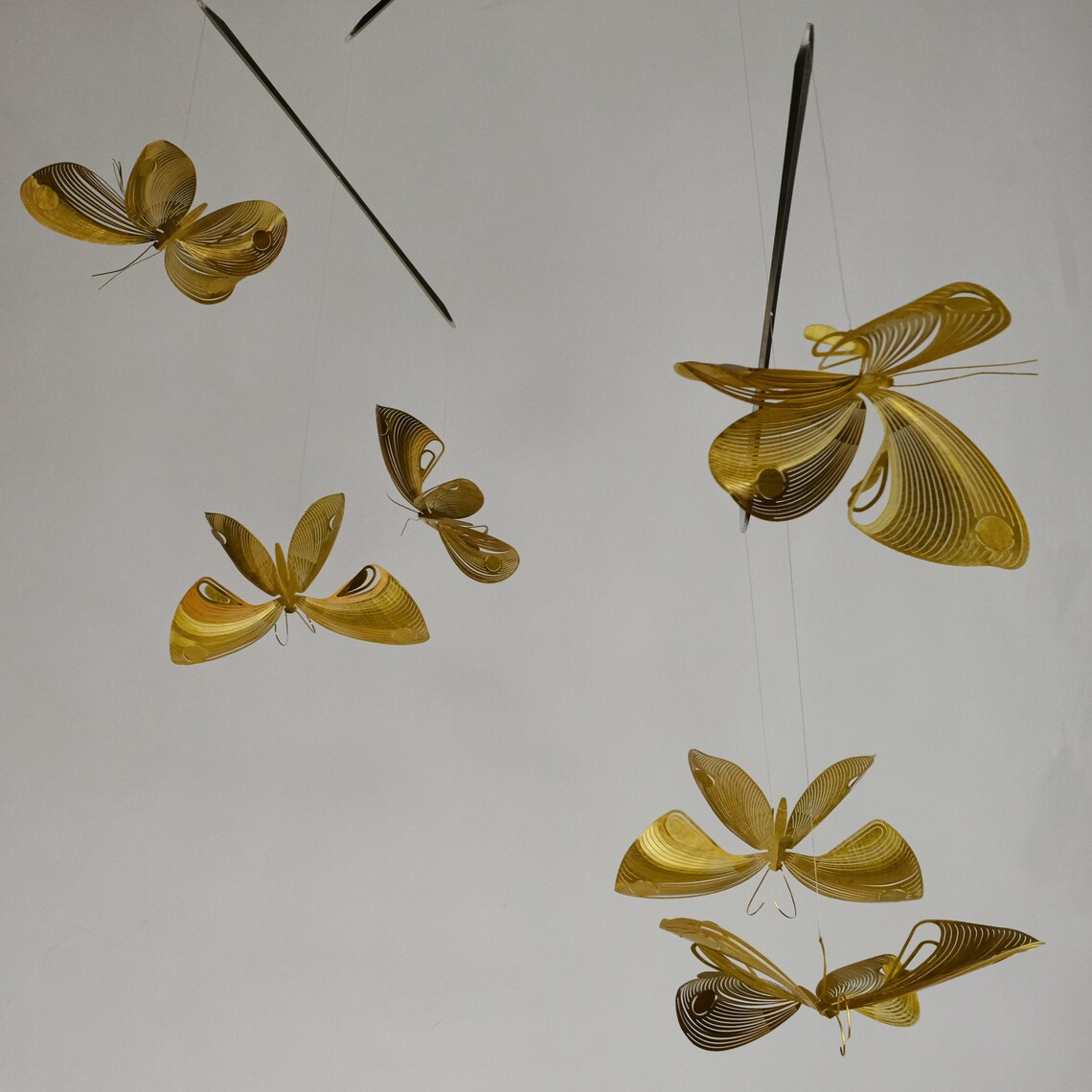 Butterfly Mobile of Brass Butterfly Art 4 or 6 Piece Kinetic | Etsy