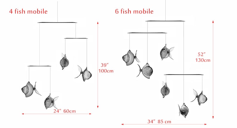 4 or 6 Piece Minimalist Brass Fish Mobile Kinetic Art Mobile - Etsy