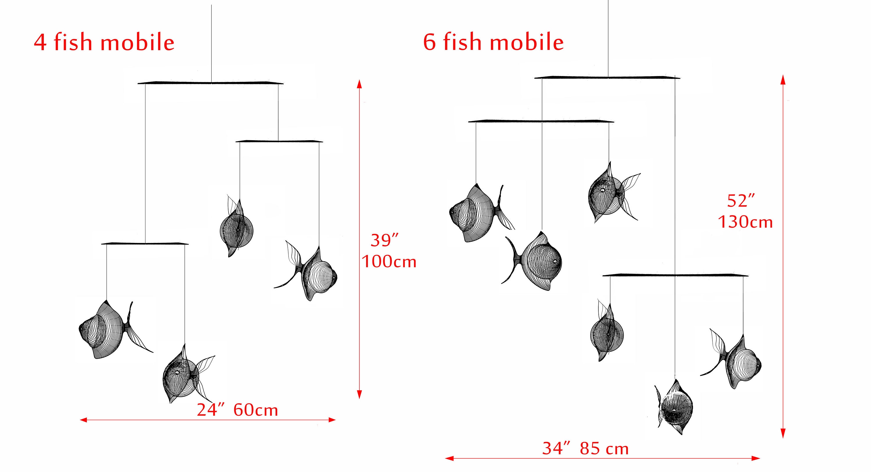 Gold Black Fish Mobile 4 or 6 Piece Fish Metal Sculpture - Etsy UK