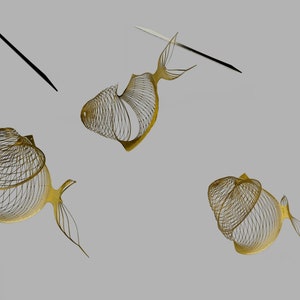 Gold Fish Kinetic Mobile 4 or 6 Piece, Brass Fish Decor, Modern Mobile ...