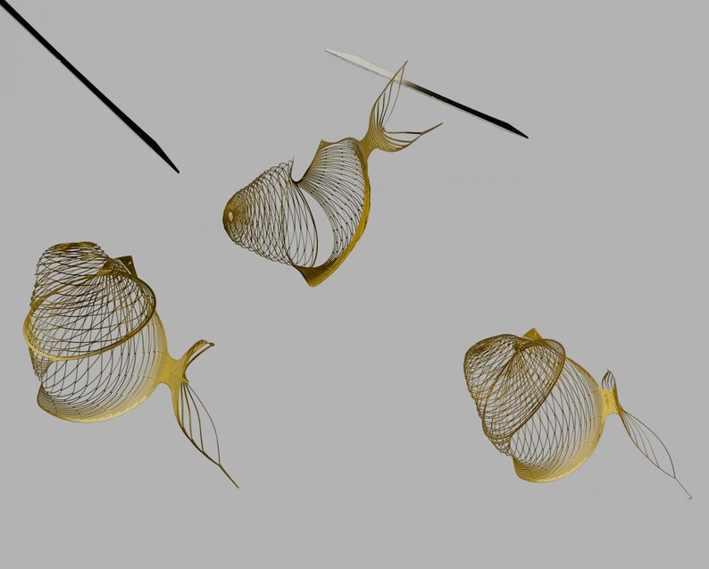 Gold Fish Kinetic Mobile 4 or 6 Piece Brass Fish Decor - Etsy