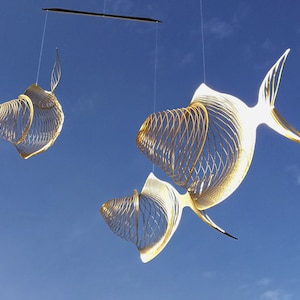 Brass Fish Mobile: Modern Kinetic Hanging Wire Art Decor - Etsy