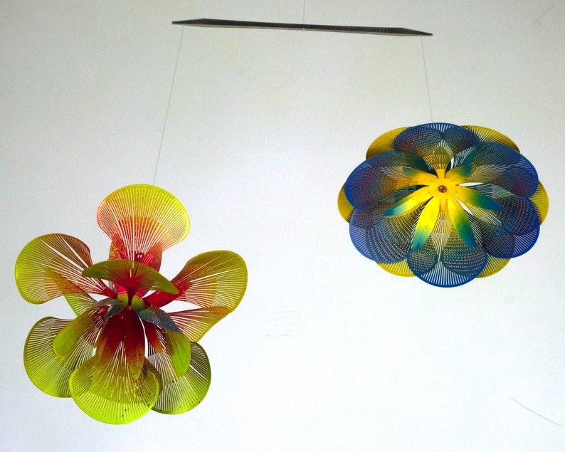 Flower Mobile Art Colorful Flower Kinetic Sculpture Colorful - Etsy