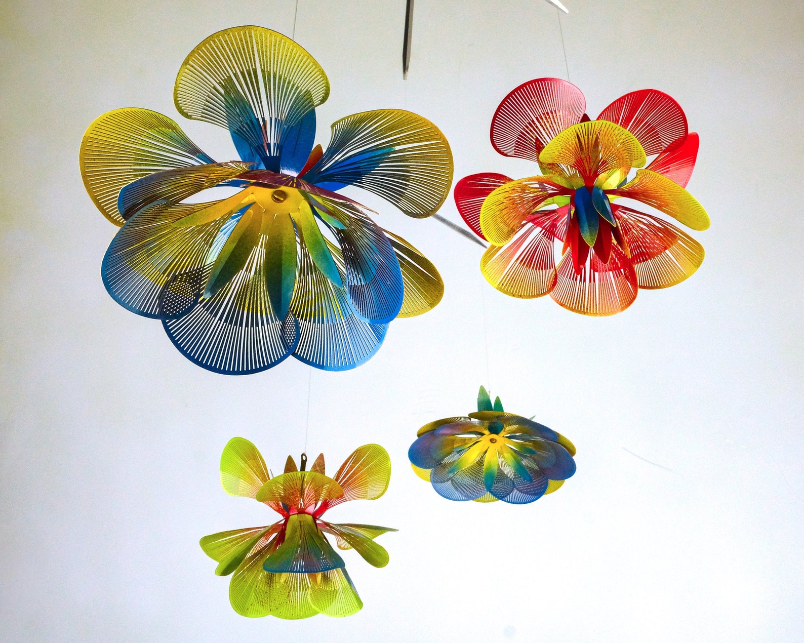 Flower mobile art colorful flower kinetic sculpture colorful | Etsy