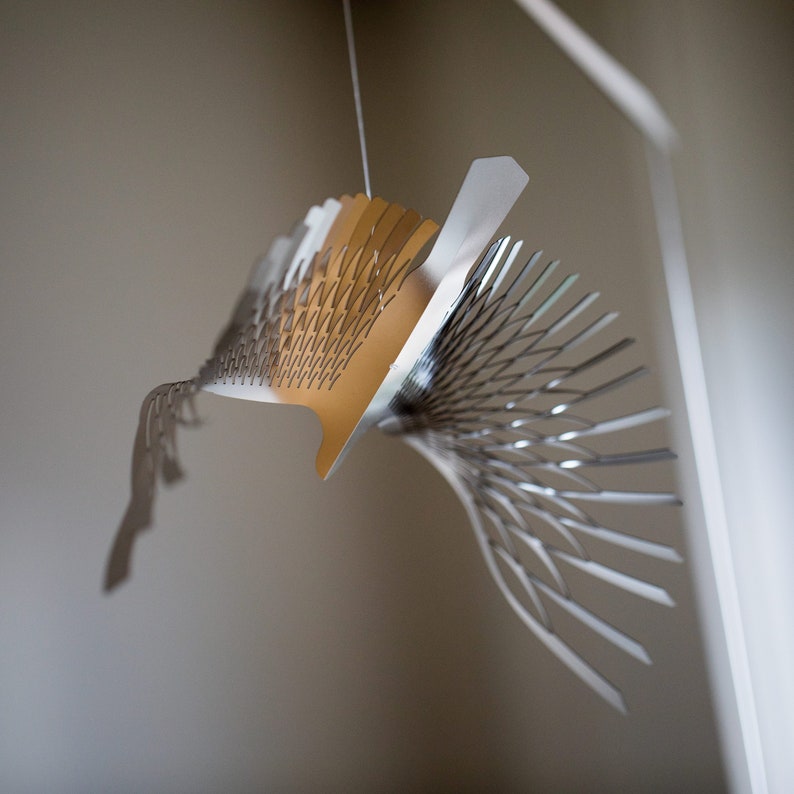 4 Piece Bird in Flight Stainless Steel Mobile, Kinetic Metal Art ...