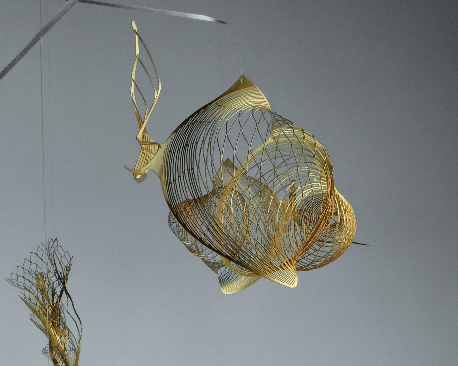 Fish and Coral Mobile, Brass Coastal Artwork, Nautical Metal Mobile Art ...