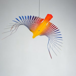 Large Colorful Bird Mobile, Garden Art Bird Sculpture, Kinetic ...