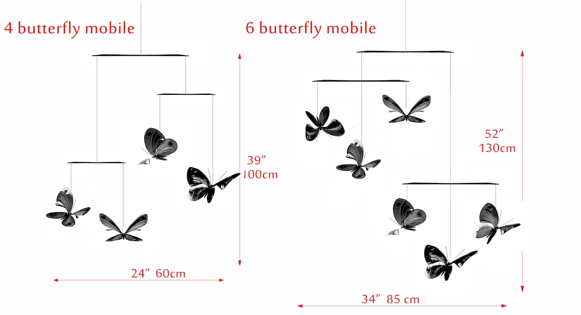 Butterfly Mobile of Brass Butterfly Art 4 or 6 Piece Kinetic | Etsy
