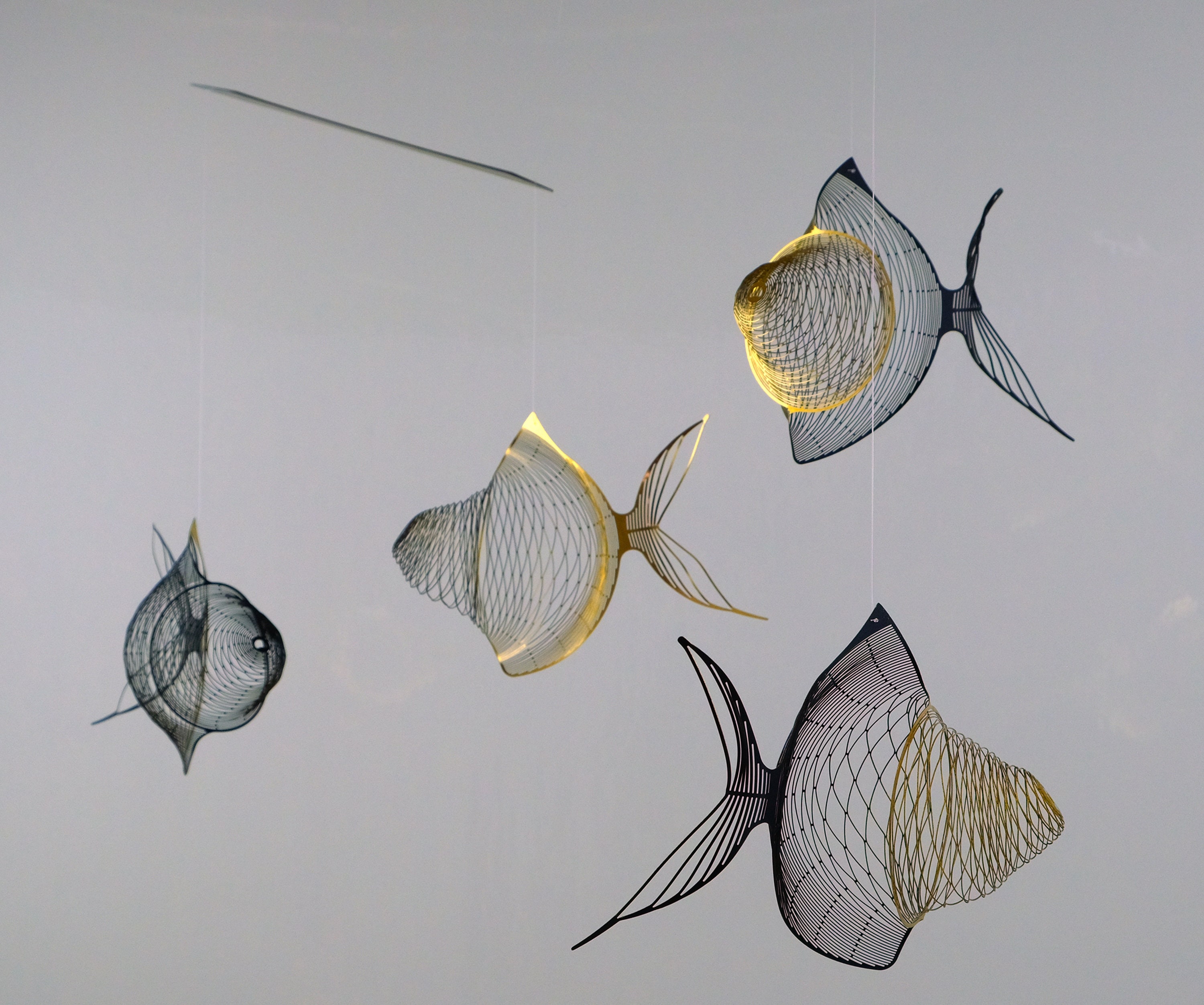 Gold Black Fish Mobile 4 or 6 Piece Fish Metal Sculpture - Etsy UK