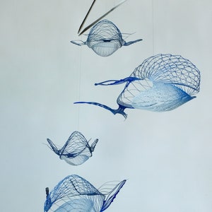 Whale Mobile Kinetic Sculpture, 4 Whale Sculpture Modern Home Decor ...