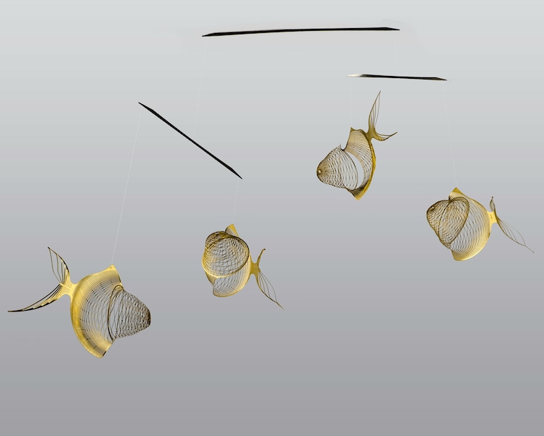 Gold Fish Kinetic Mobile 4 or 6 Piece Brass Fish Decor - Etsy