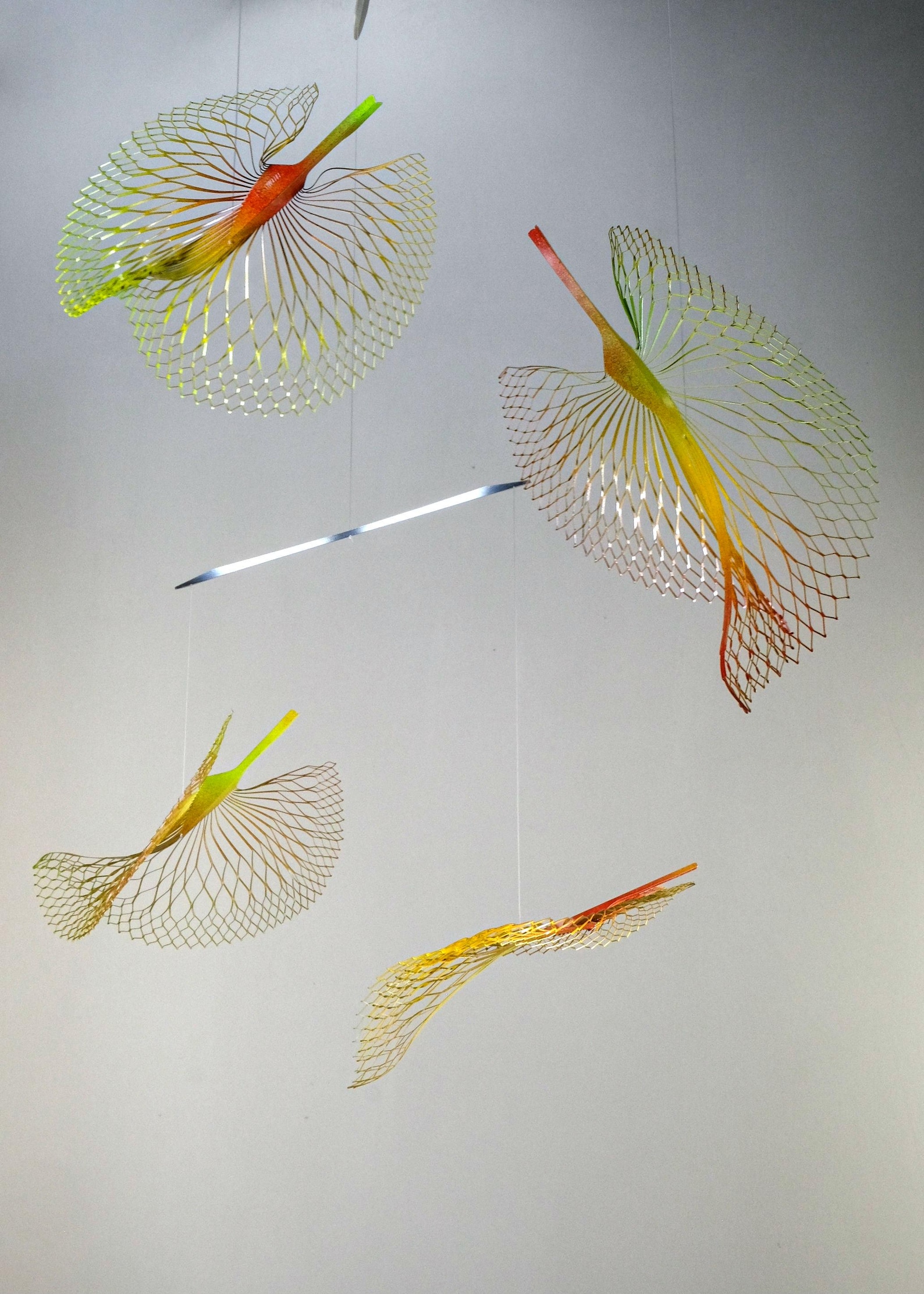 Color Leaves Kinetic Sculpture , 4 or 6 Piece Skeleton Leaves Hanging ...