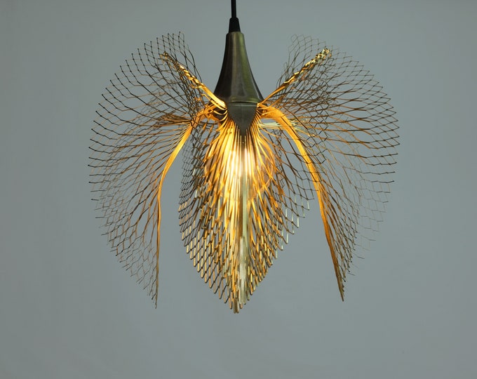 Brass Light Fixture Leaf Shape Unique Statement Light Golden - Etsy