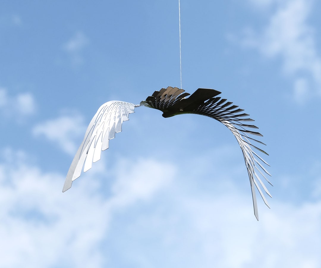Large Bird in Flight of Stainless Steel, Kinetic Sculpture for Bird ...