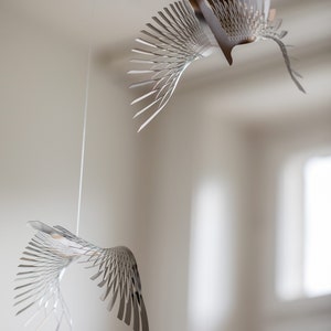 4 Piece Bird in Flight Stainless Steel Mobile, Kinetic Metal Art ...