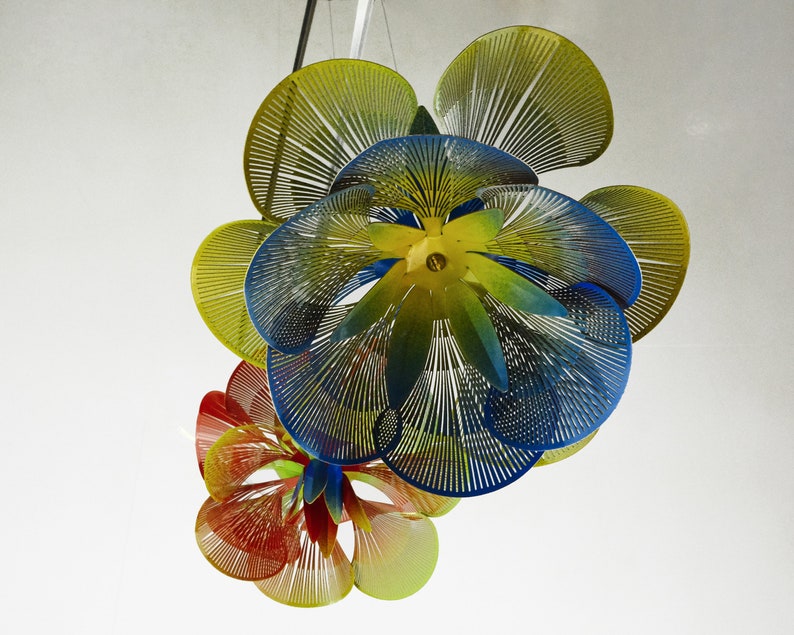 Flower Mobile Art Colorful Flower Kinetic Sculpture Colorful - Etsy