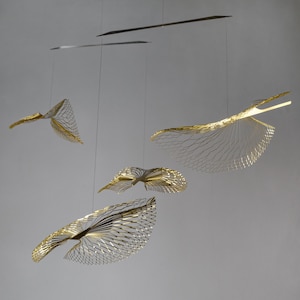 Brass Fall Leaves Mobile, Mobile Art With Metal Leaves, Golden Wire Art ...